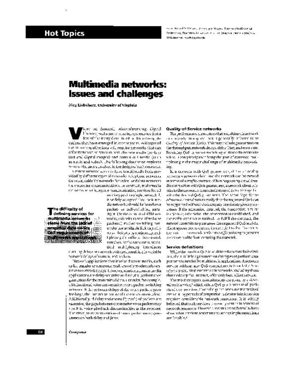 (PDF) Multimedia networks: issues and challenges