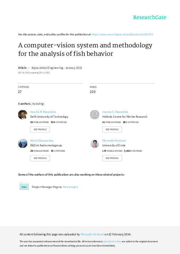 (PDF) A computer-vision system and methodology for the analysis of fish ...