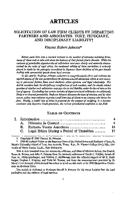 (PDF) SOLICITATION OF LAW FIRM CLIENTS BY DEPARTING PARTNERS AND ...