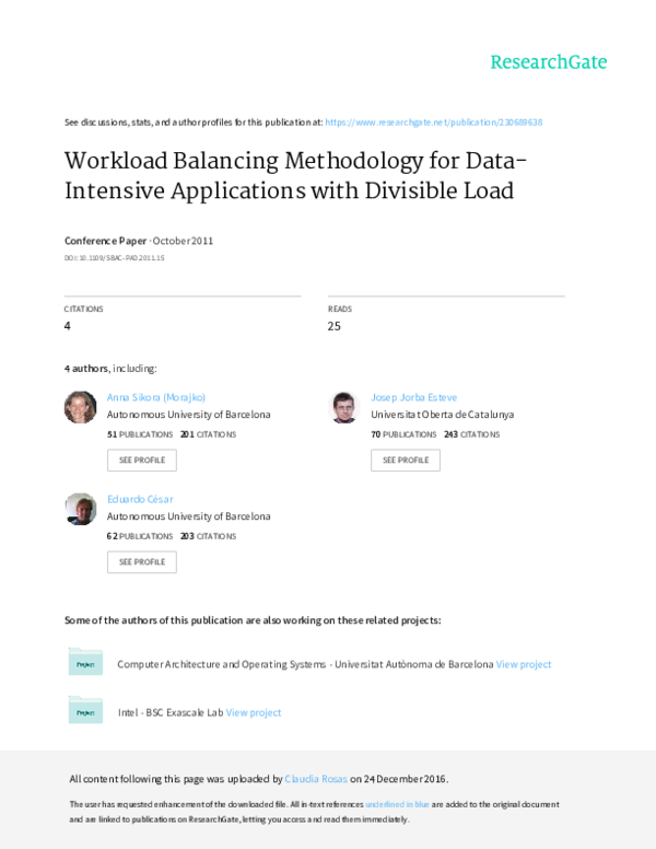 (PDF) Workload Balancing Methodology for Data-Intensive Applications with Divisible Load