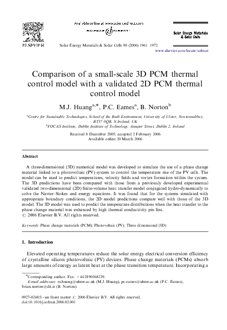 (PDF) Comparison of a small-scale 3D PCM thermal control model with a ...