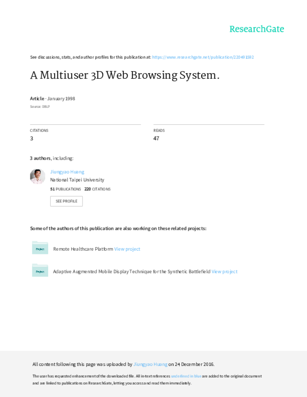 (PDF) A multiuser 3D Web browsing system