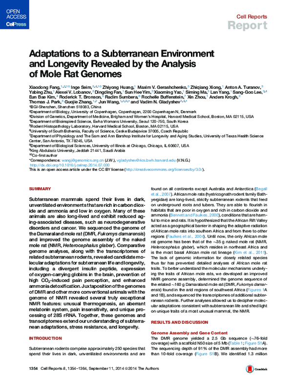 (PDF) Adaptations to a subterranean environment and longevity revealed ...