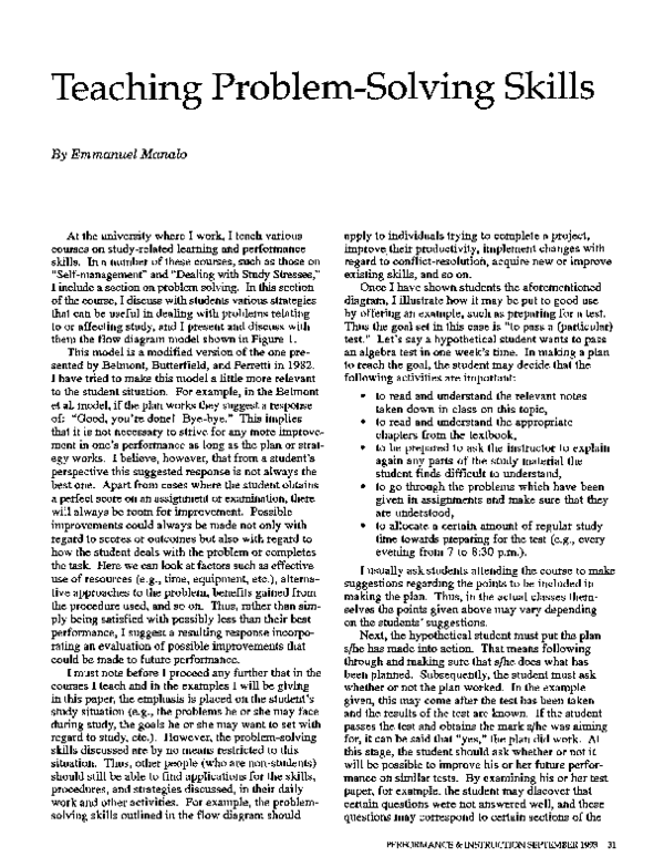 (PDF) Teaching problem‐solving skills