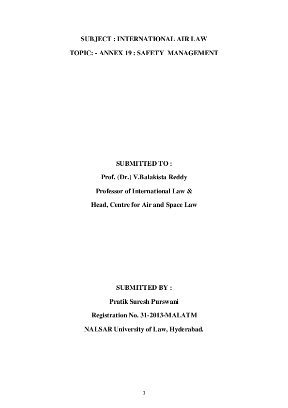 (PDF) ICAO Annex 19 Safety Management