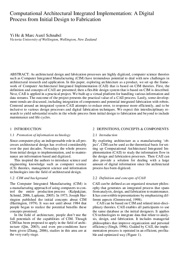 (PDF) Computational Architectural Integrated Implementation: A Digital ...