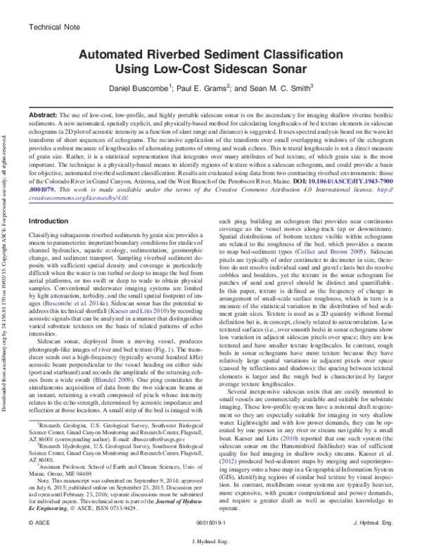 Pdf Automated Riverbed Sediment Classification Using Low Cost Sidescan Sonar