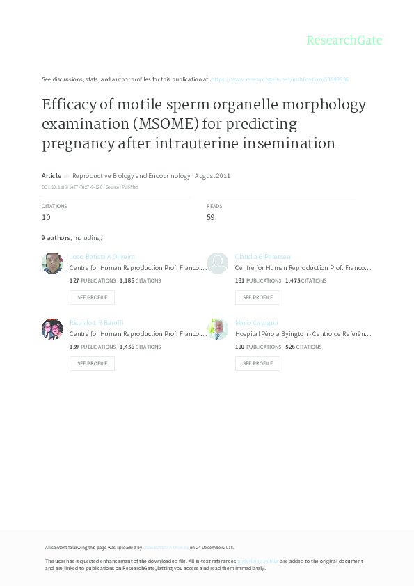 (PDF) Efficacy of the motile sperm organelle morphology examination ...