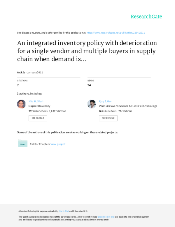 (PDF) An integrated inventory policy with deterioration for a single ...