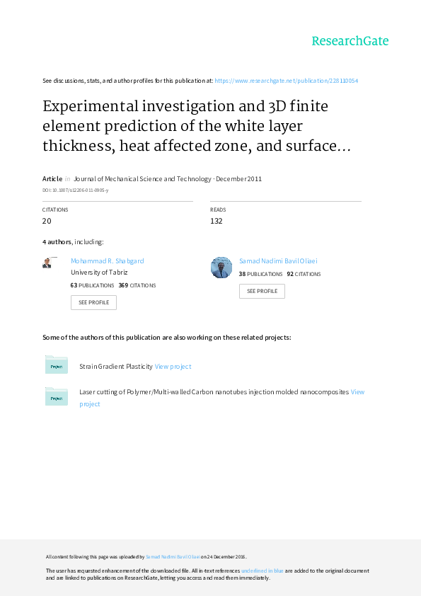 (PDF) Experimental investigation and 3D finite element prediction of the white layer thickness ...