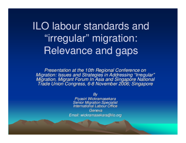 (PDF) ILO labour standards and “irregular” migration: Relevance and gaps