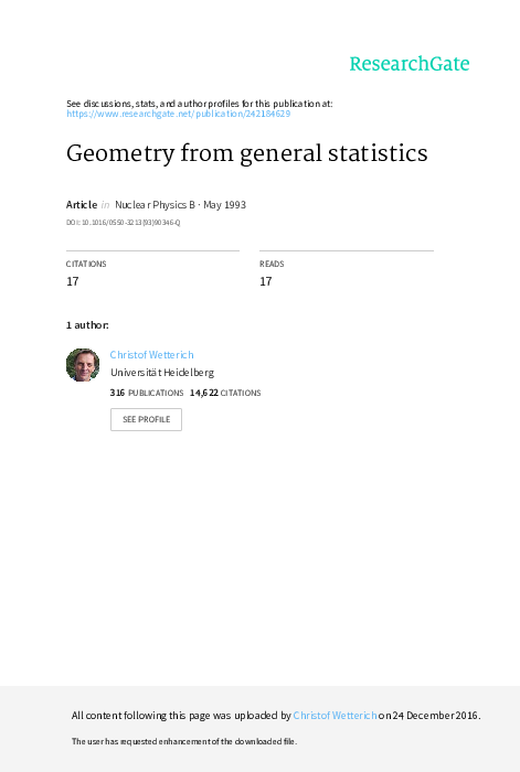 (PDF) Geometry from general statistics