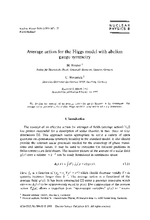 (PDF) Average action for the Higgs model with Abelian gauge symmetry