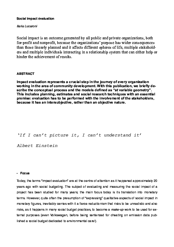 (PDF) Social impact evaluation
