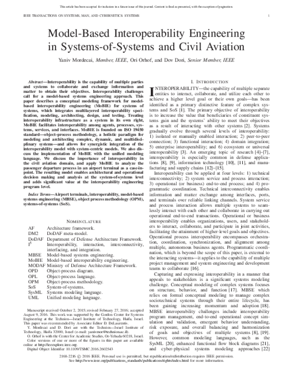 (PDF) Model-Based Interoperability Engineering in Systems-of-Systems and Civil Aviation