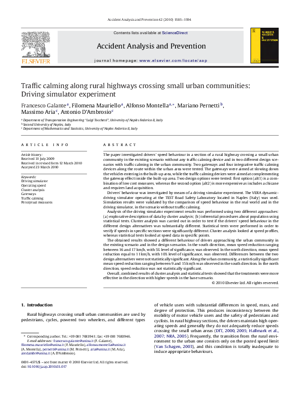 (PDF) Traffic calming along rural highways crossing small urban ...