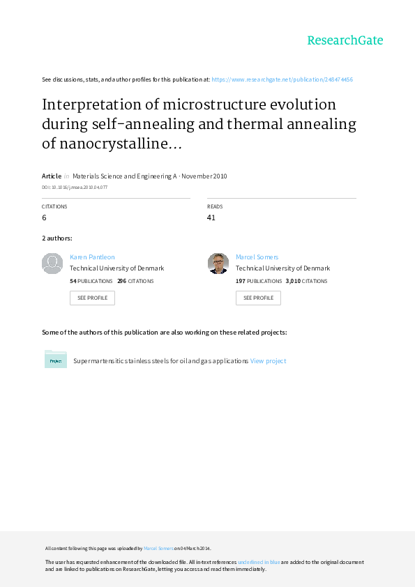 (PDF) Interpretation of microstructure evolution during self-annealing ...