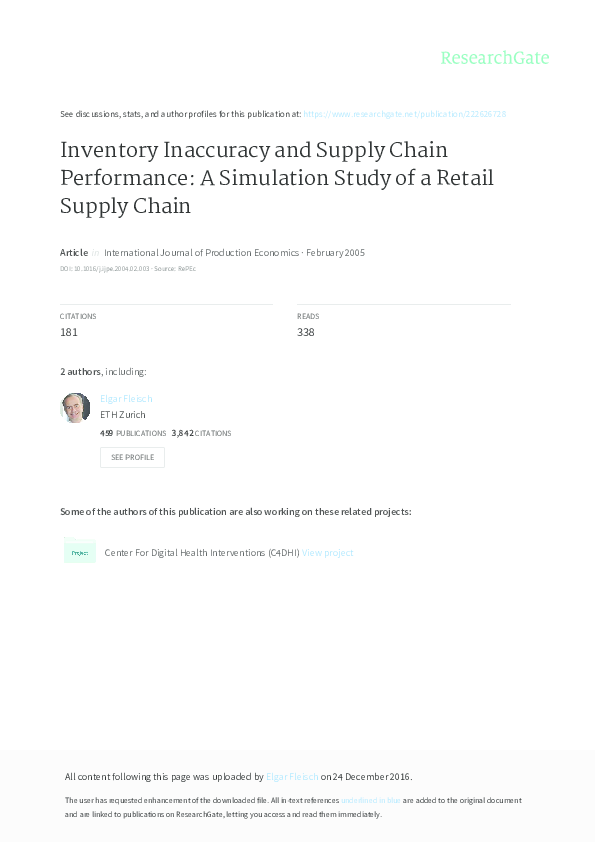 (PDF) Inventory inaccuracy and supply chain performance: a simulation ...