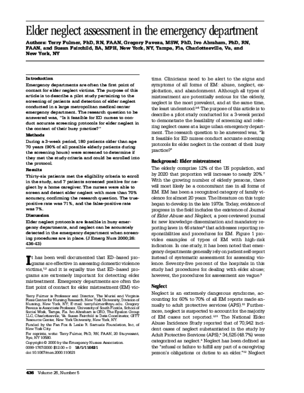 (PDF) Elder neglect assessment in the emergency department