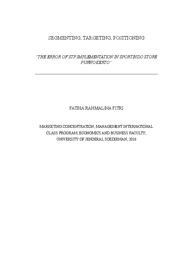 (DOC) SEGMENTING, TARGETING, POSITIONING Case Study