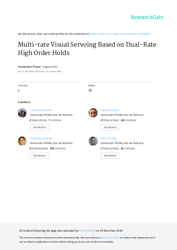 (PDF) Multi-rate visual servoing based on dual-rate high order holds