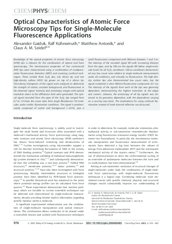 (PDF) Optical Characteristics of Atomic Force Microscopy Tips for ...