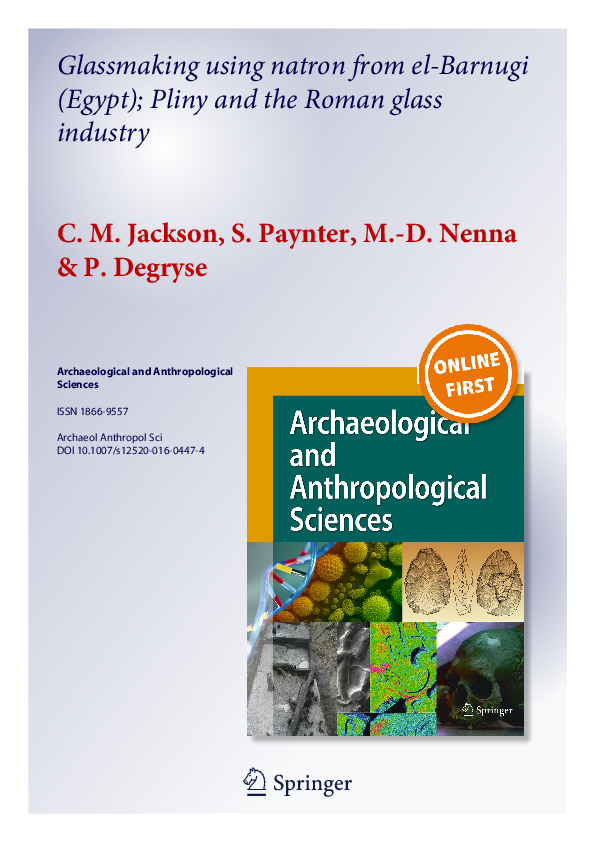 (PDF) Glassmaking using natron from el-Barnugi (Egypt); Pliny and the ...