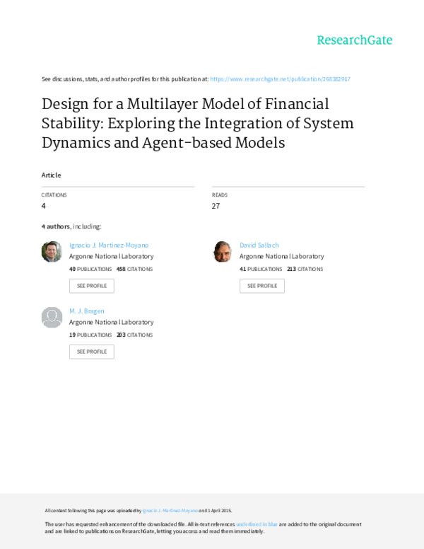 (PDF) Design for a multilayer model of financial stability: Exploring ...