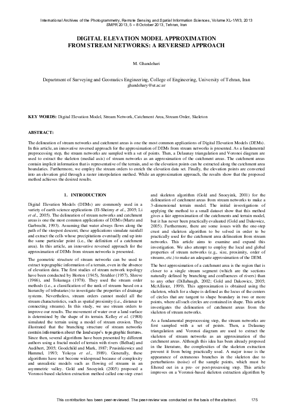 (PDF) Digital Elevation Model Approximation from Stream Networks: A ...