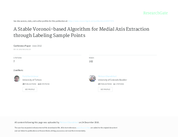 (PDF) A Stable Voronoi-based Algorithm for Medial Axis Extraction through Labeling Sample Points