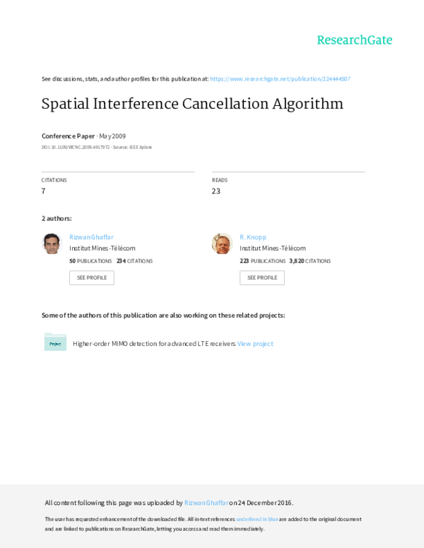 (PDF) Spatial Interference Cancellation Algorithm