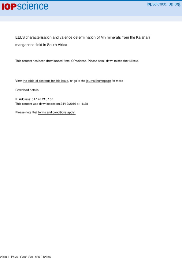 (PDF) EELS characterisation and valence determination of Mn minerals ...
