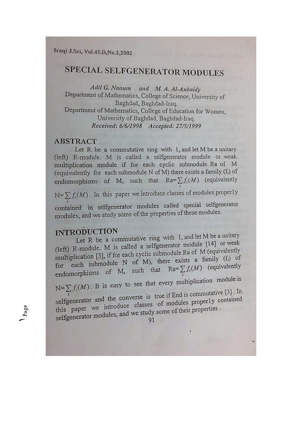 (PDF) Special self generator modules