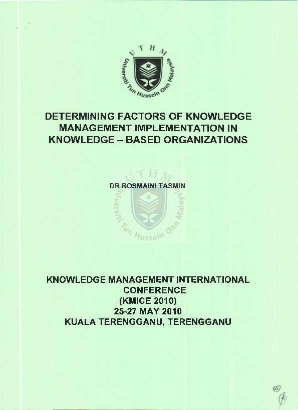 (PDF) Determining factors of knowledge management implementation in ...