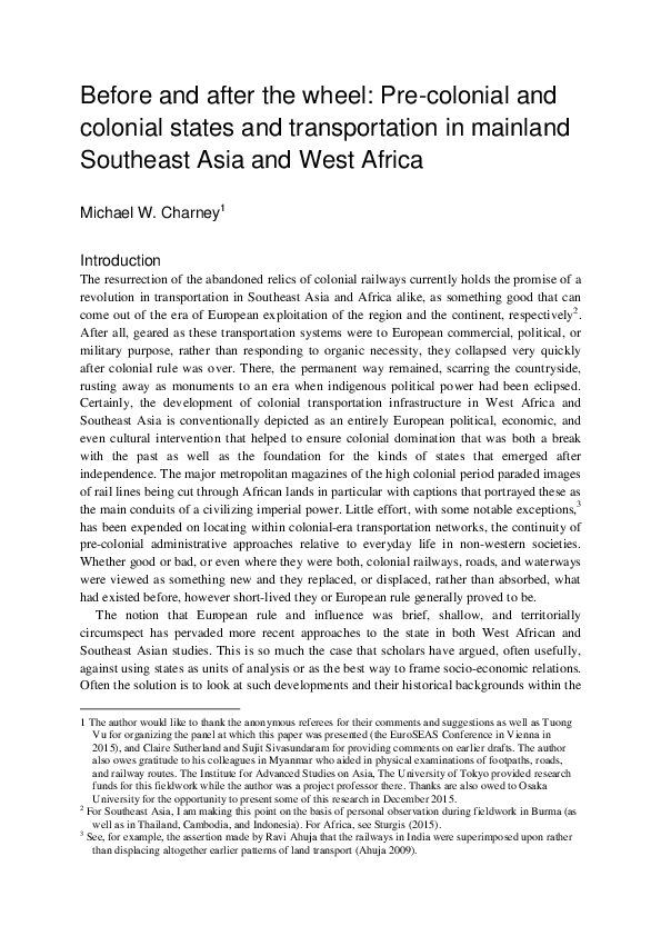 (PDF) Before and after the wheel: Pre-colonial and colonial states and ...