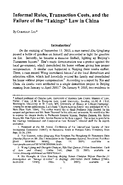 (PDF) Informal Rules, Transaction Costs, and The Failure of the ...
