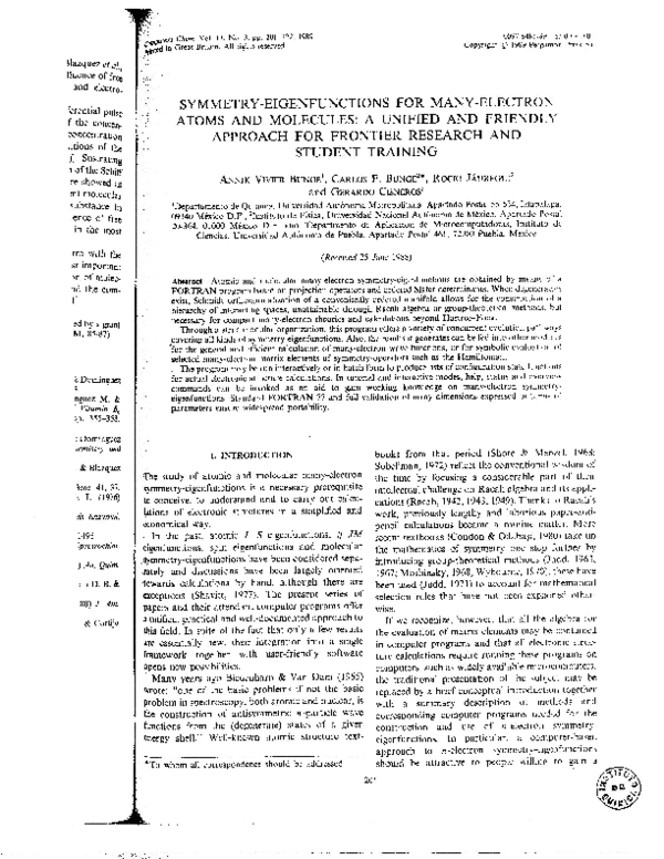 (PDF) Symmetry-eigenfunctions for many-electron atoms and molecules: A unified and friendly ...