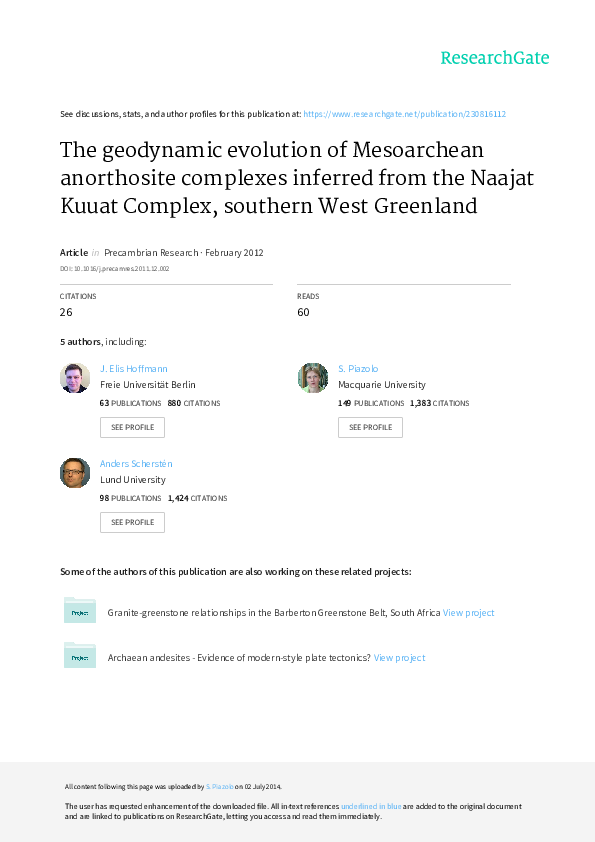 (PDF) The geodynamic evolution of Mesoarchean anorthosite complexes ...