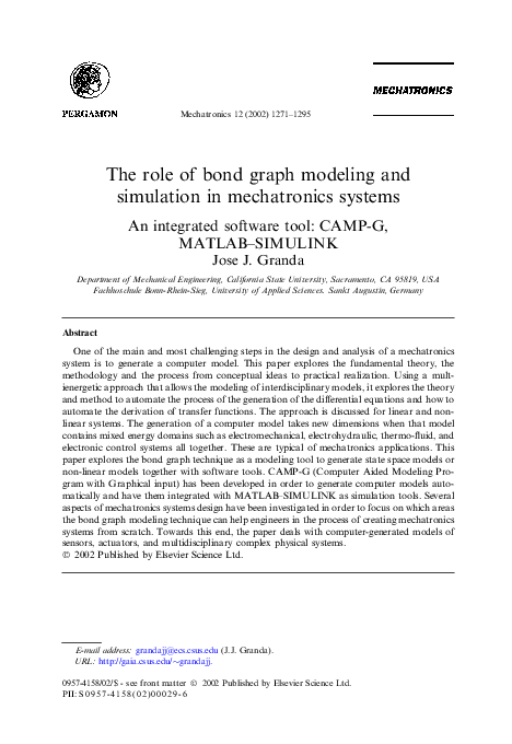 (PDF) The role of bond graph modeling and simulation in mechatronics systems:: An integrated ...