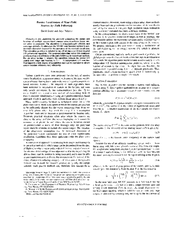 Pdf Efficient Passive Localization Of Near Field Sources