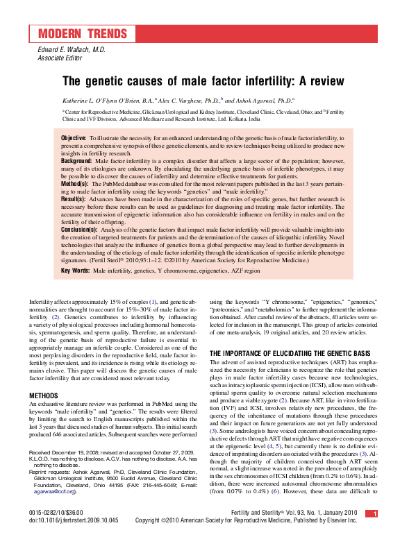 (PDF) The genetic causes of male factor infertility: a review
