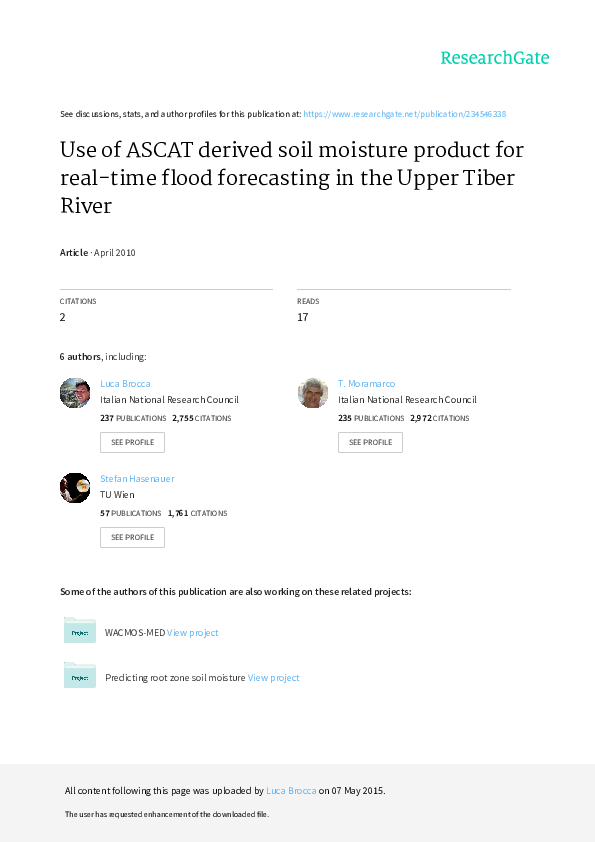 (PDF) Use of ASCAT derived soil moisture product for real-time flood ...