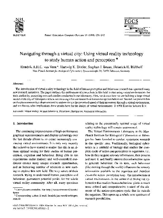(PDF) Navigating through a virtual city: Using virtual reality ...