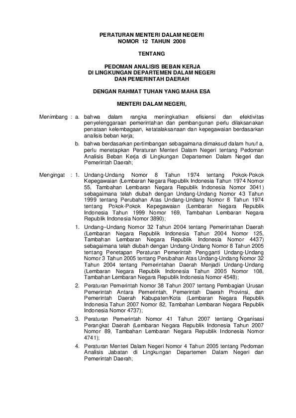 (PDF) PERATURAN MENTERI DALAM NEGERI NOMOR 12 TAHUN 2008 TENTANG