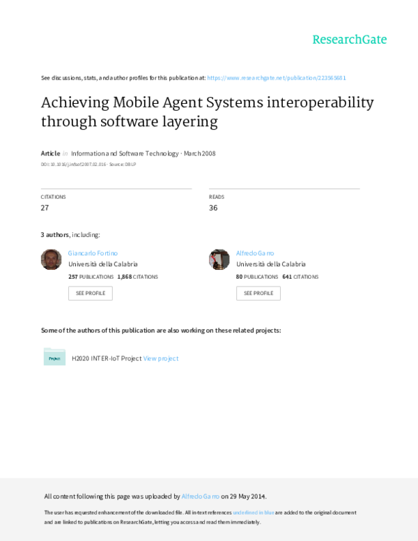 (PDF) Achieving Mobile Agent Systems interoperability through software layering