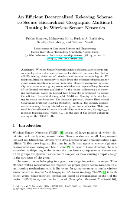 (PDF) An Efficient Decentralized Rekeying Scheme to Secure Hierarchical Geographic Multicast ...