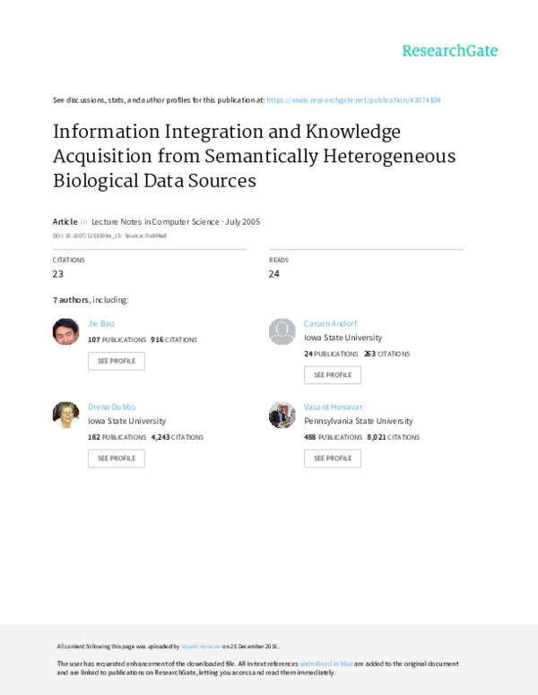 (PDF) Information integration and knowledge acquisition from semantically heterogeneous ...
