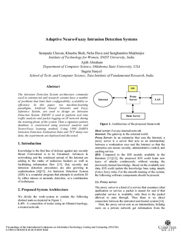 (PDF) Adaptive Neuro-Fuzzy Intrusion Detection Systems
