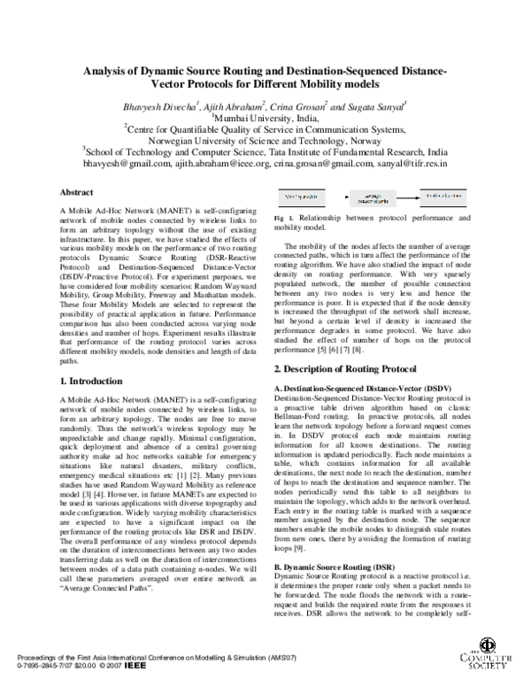(PDF) Analysis of dynamic source routing and destination-sequenced ...
