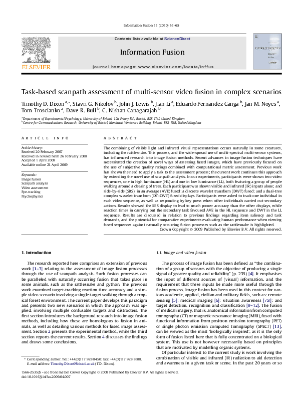 Pdf Task Based Scanpath Assessment Of Multi Sensor Video Fusion In Complex Scenarios